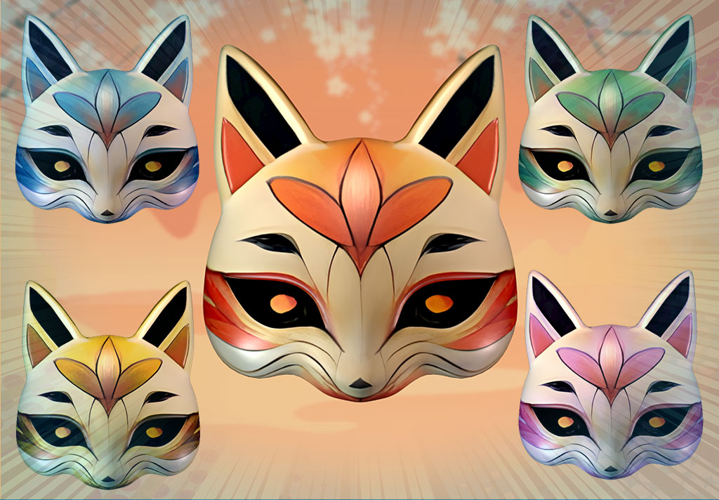 Fox Mask V01 Pack - 5 kinds - Low & High Poly - Buy Royalty Free 3D ...