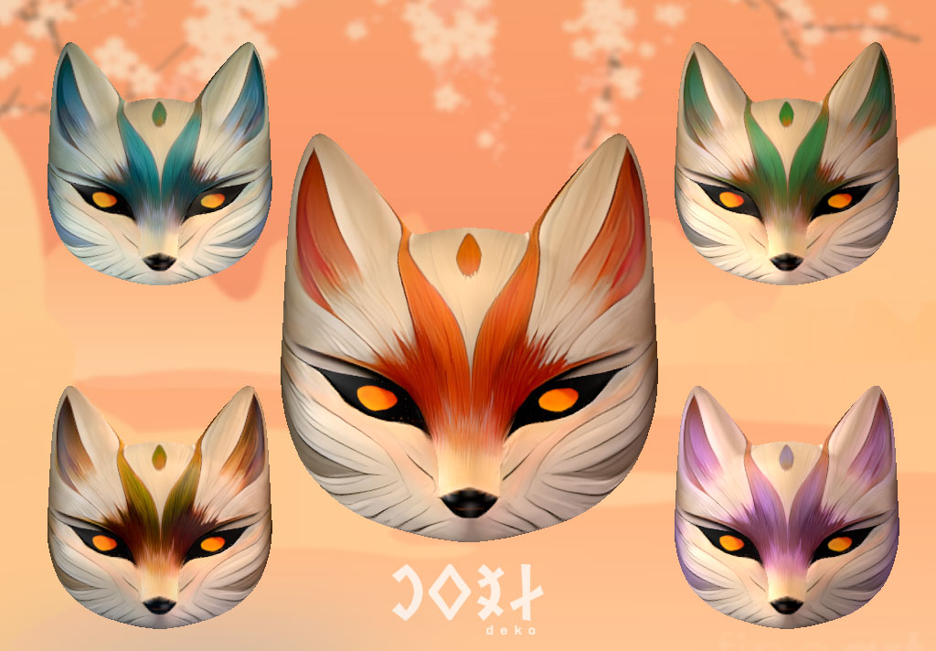 Fox Mask V02 Pack - 5 kinds - Low & High Poly - Buy Royalty Free 3D ...